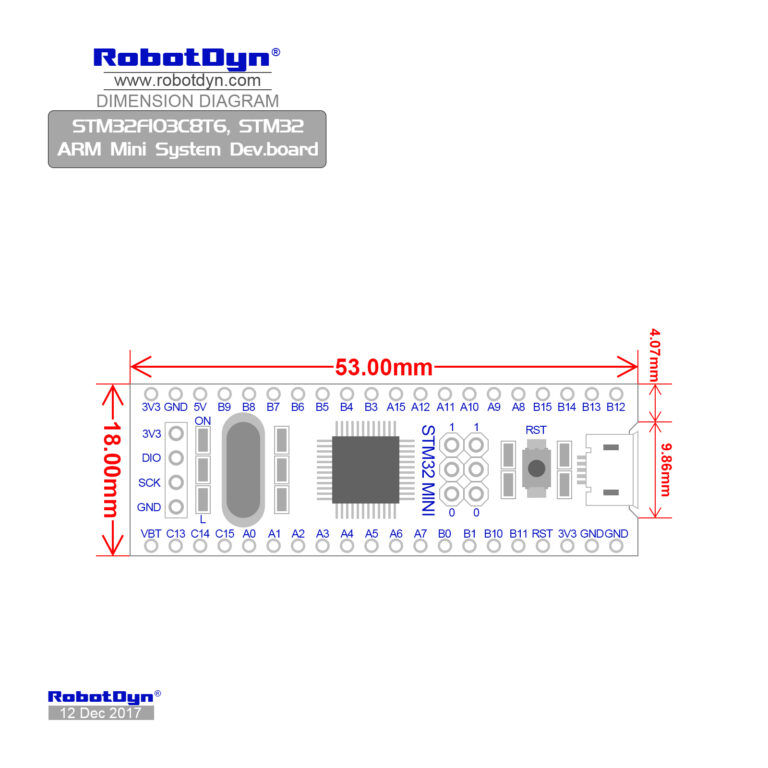 STM32 Black Pill Development board STM32F103C8T6 64KB Flash, ARM Cortex ...